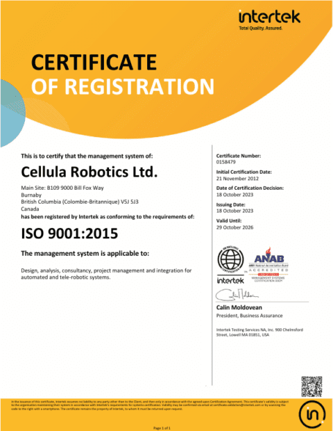 QHSE | Cellula Robotics | Management System